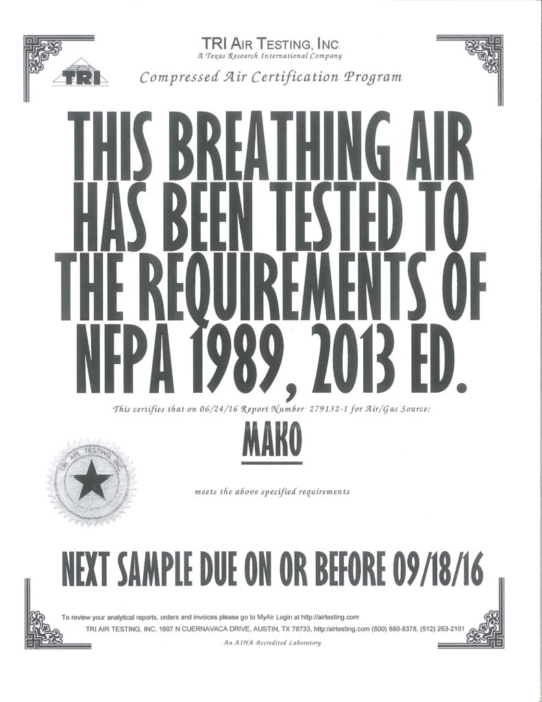 Fire Service Compressed Air Testing - TRI Air Testing